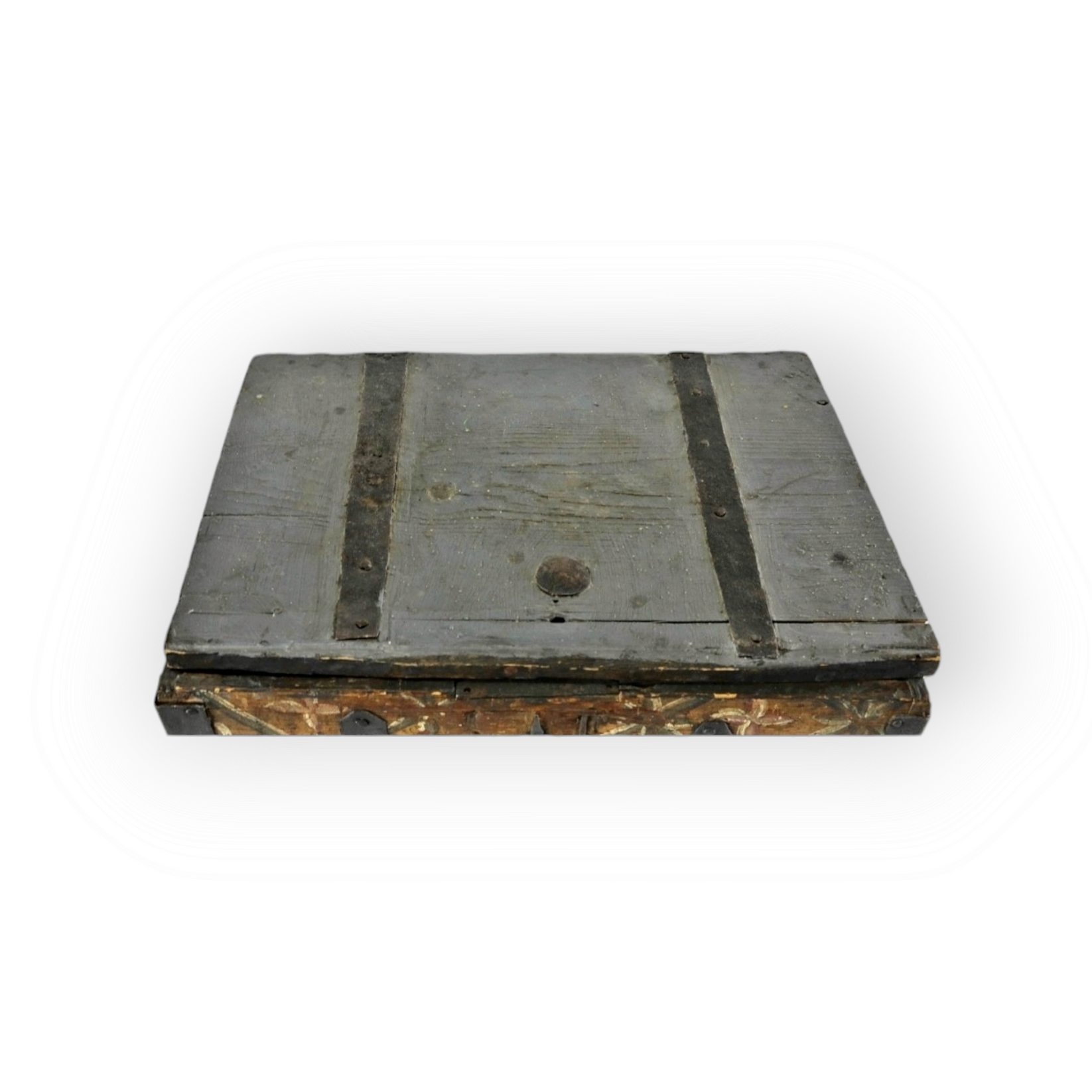 16th Century Scandinavian Antique Table Top Box With Iron Bindings & O ...