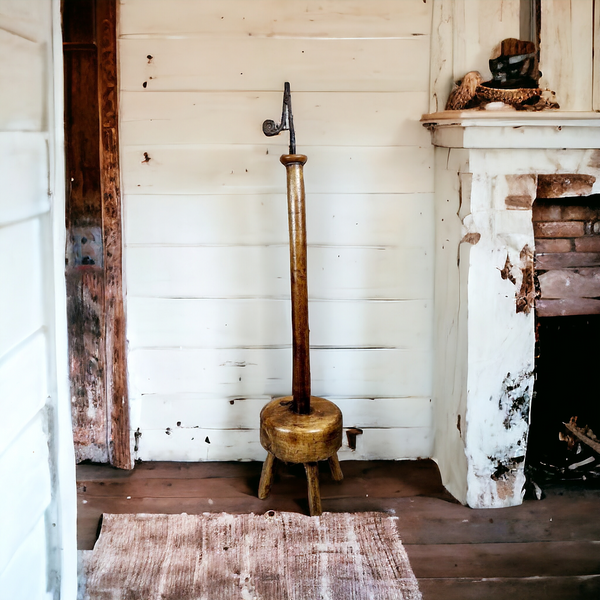 Mid 18th Century Primitive Welsh Antique Corner Standard Rushlight / R ...