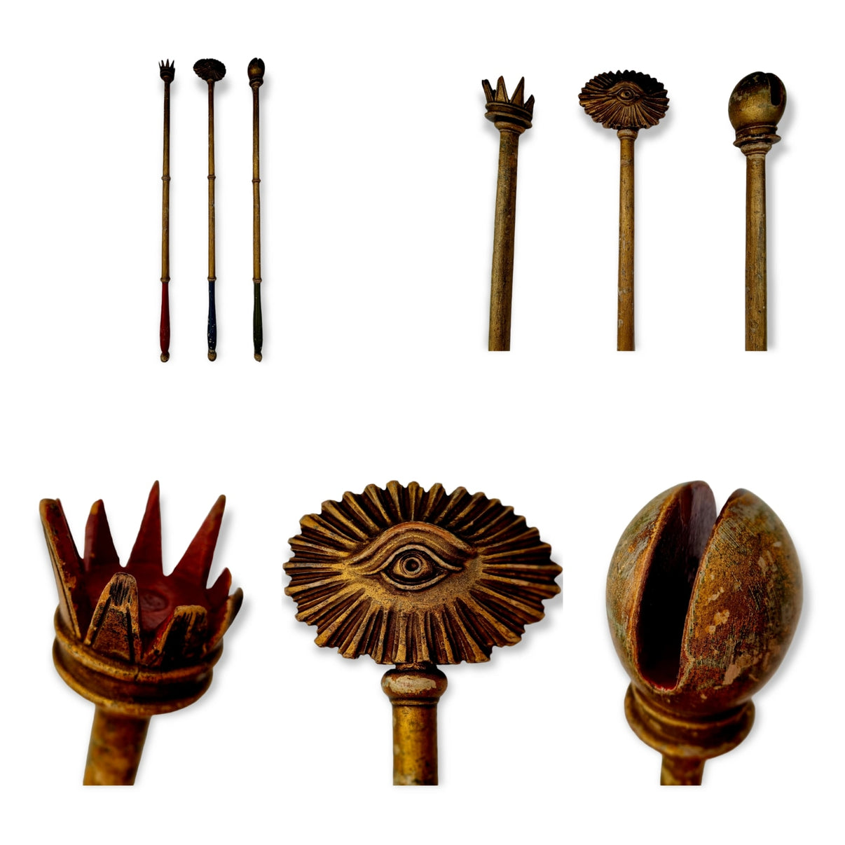 Rare Set of Three Late 18th Century Masonic / Freemasons Antique Staff ...